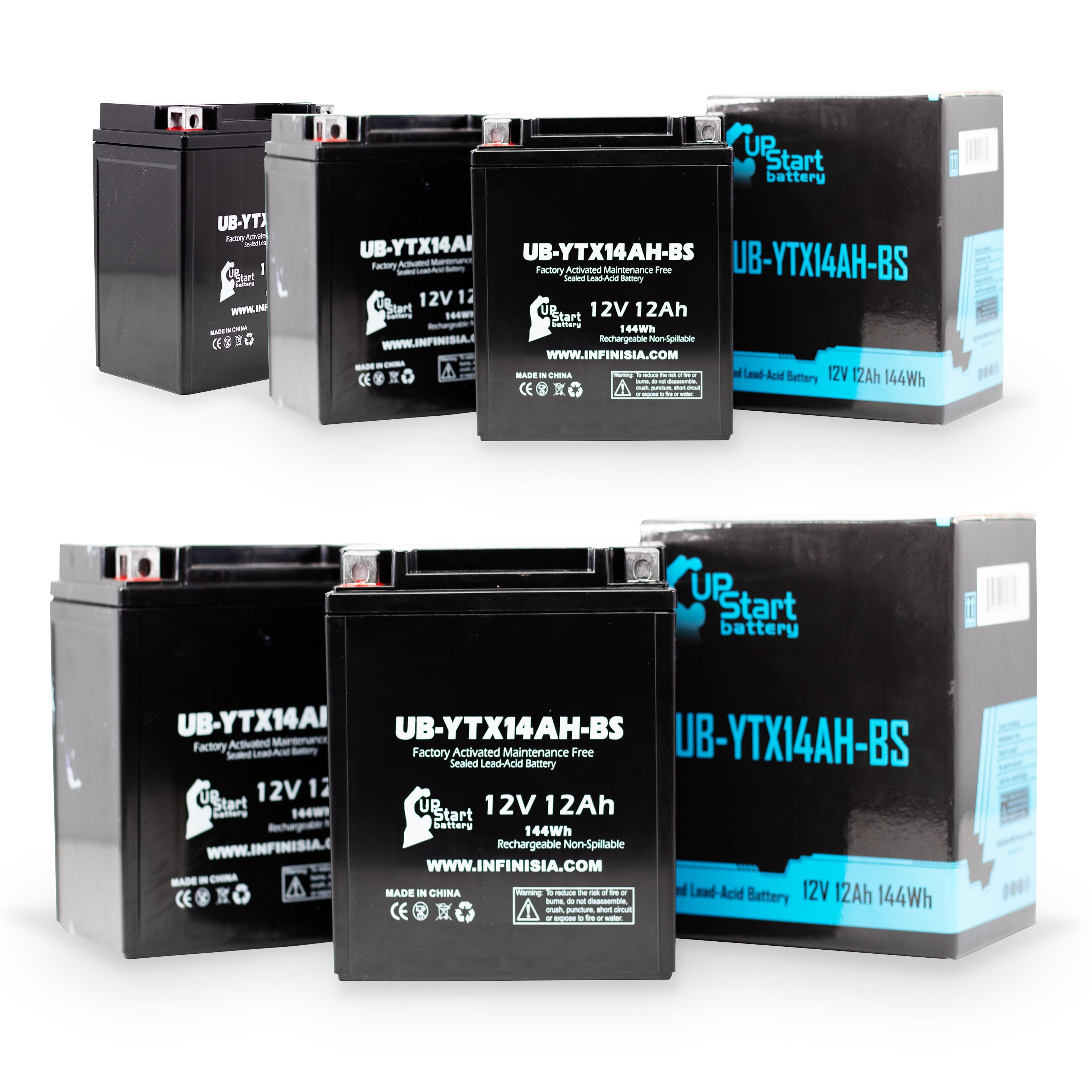 5-Pack UB-YTX14AH-BS Battery Replacement for 1998 Polaris All Models ...