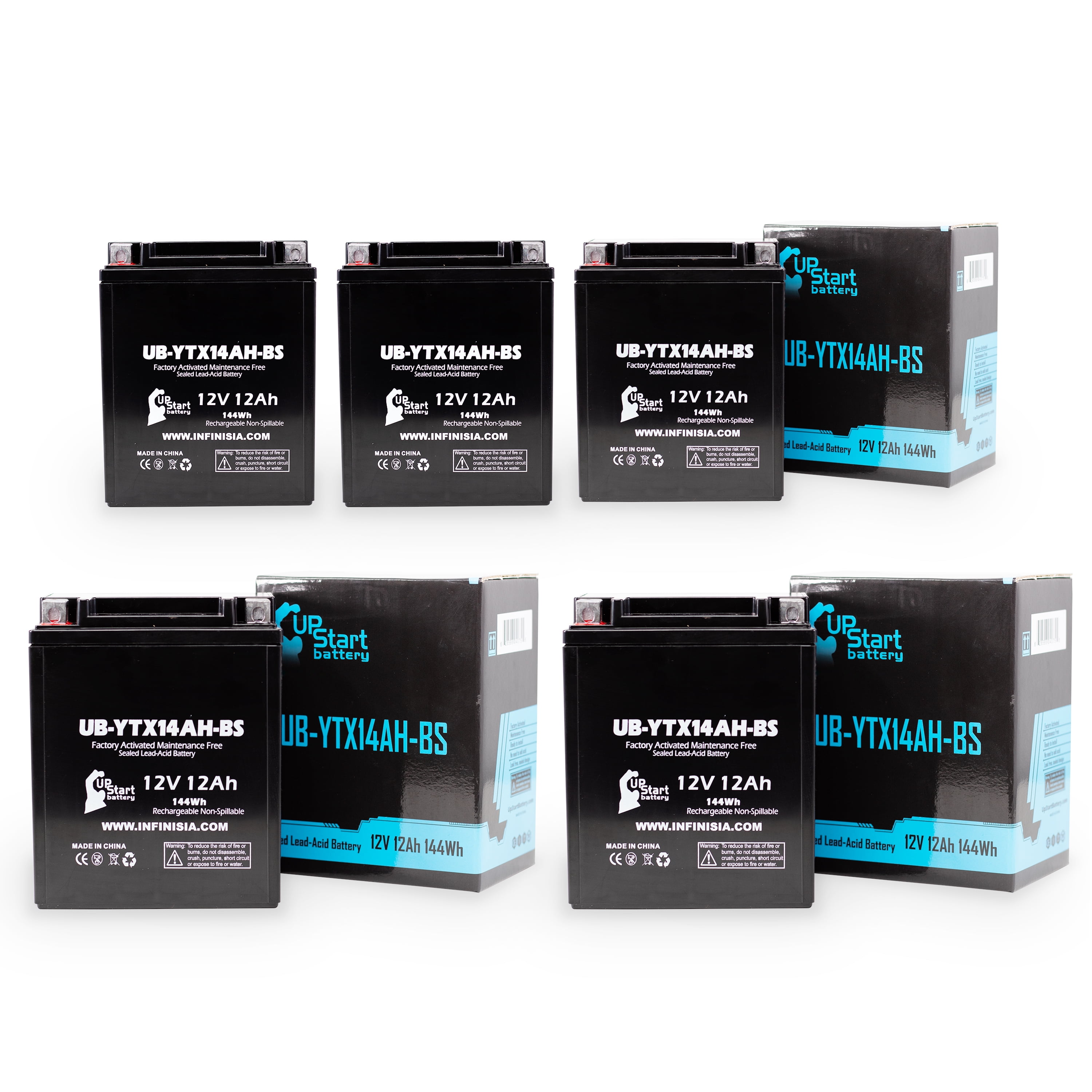 5-Pack UB-YTX14AH-BS Battery Replacement for 2000 Polaris Sportsman HO ...