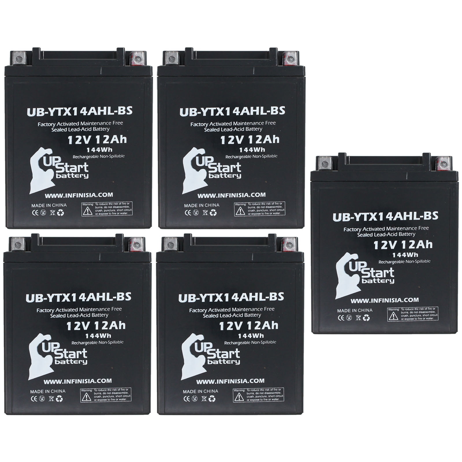 5-Pack UB-YTX14AHL-BS Battery Replacement for 1973 Kawasaki Z900 (Z1 ...