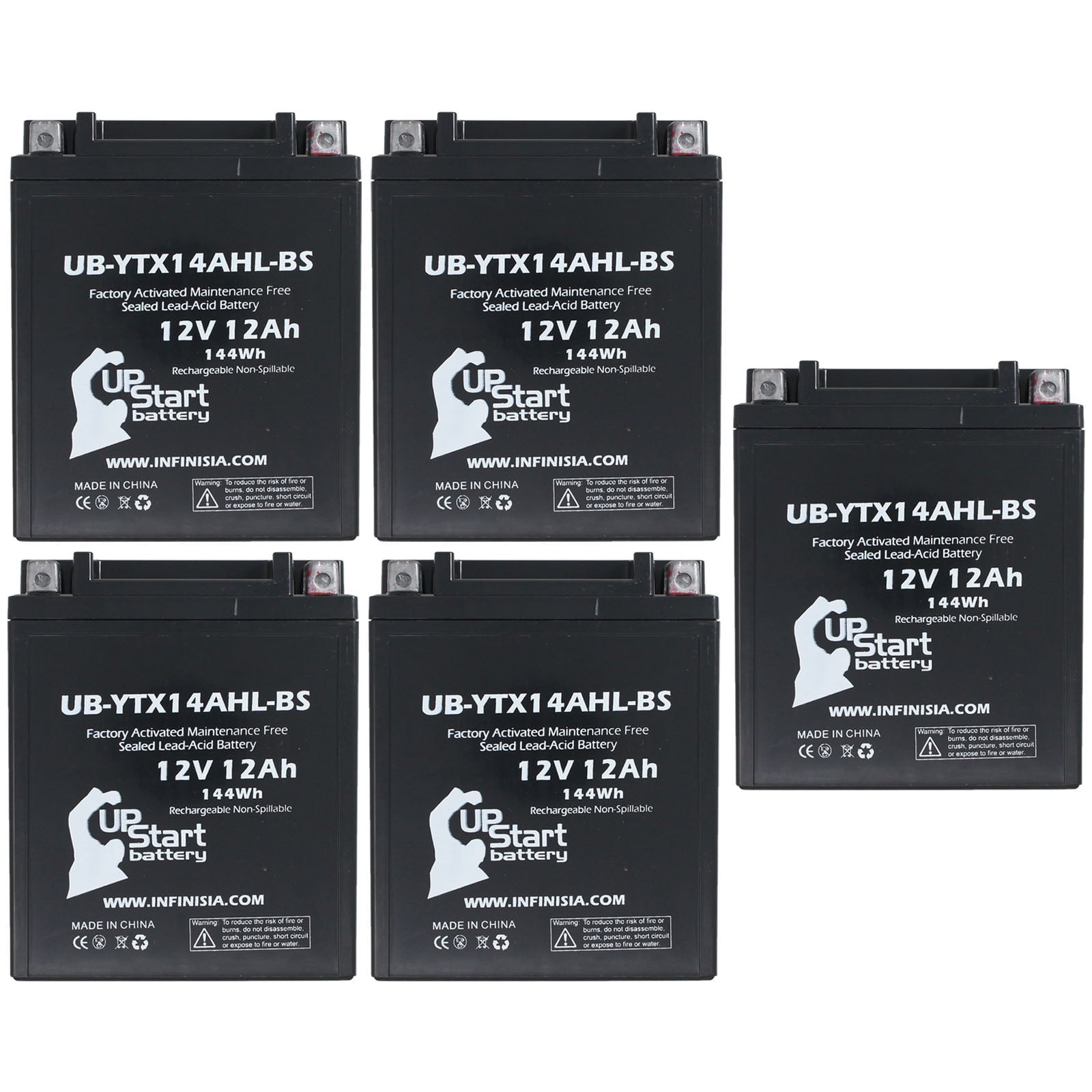 5-Pack UB-YTX14AHL-BS Battery Replacement for 2011 Moto Guzzi V7 Racer ...