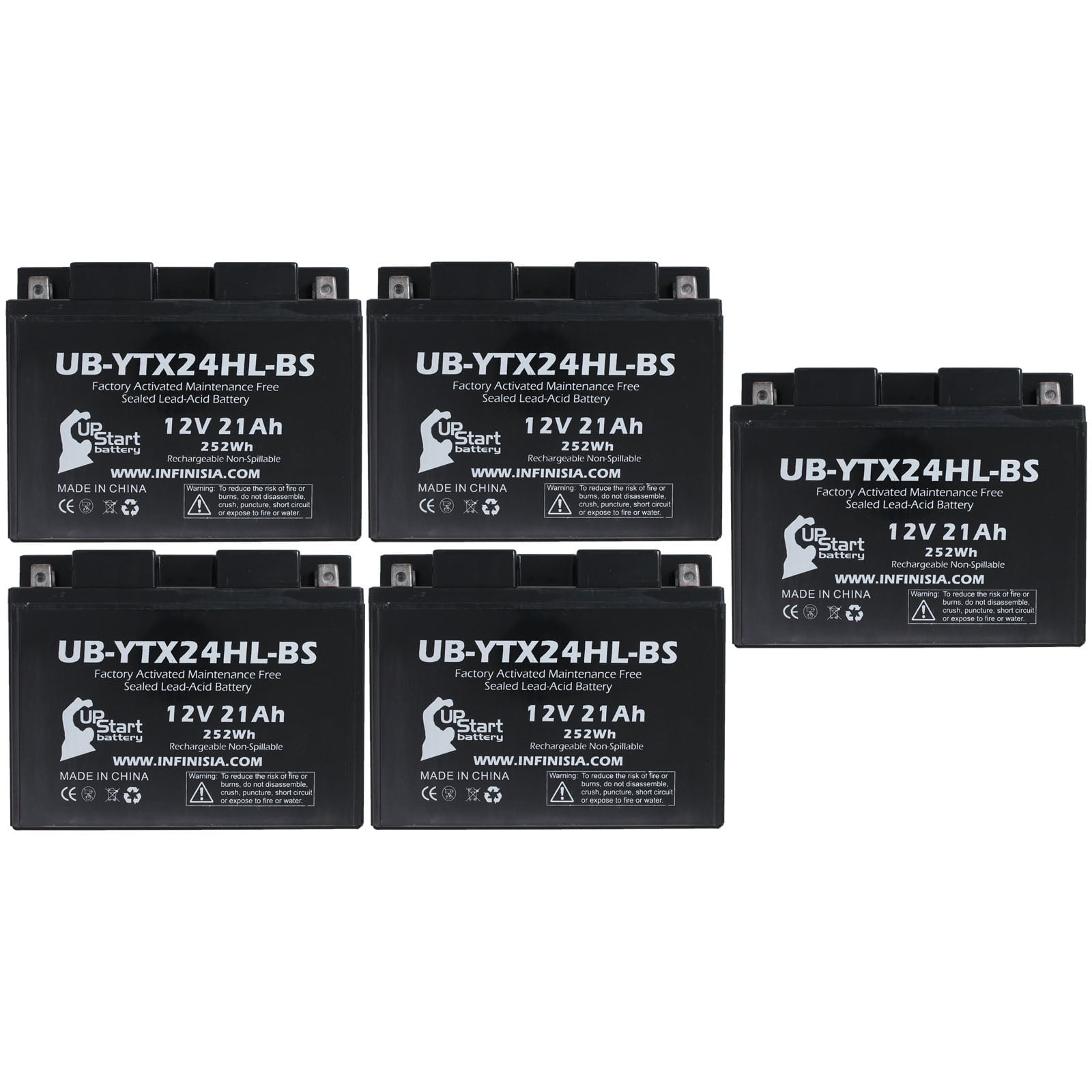 5-Pack UB-YTX24HL-BS Battery Replacement for 2012 Polaris Wide Track ...