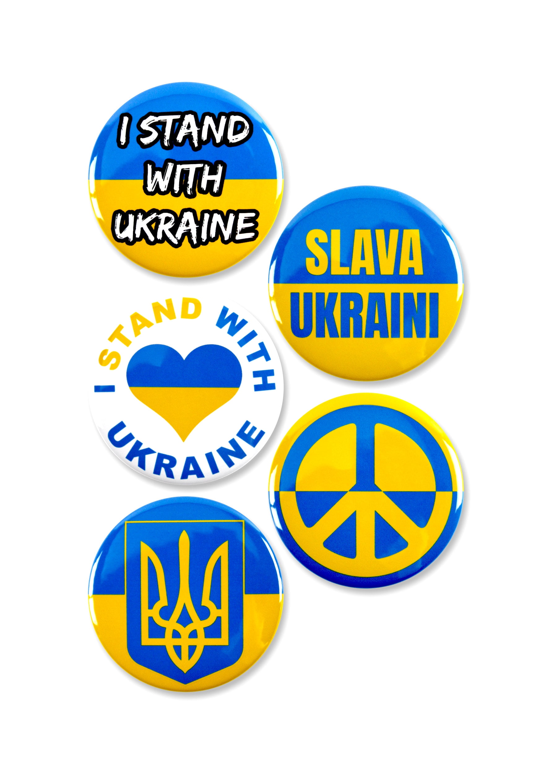 5 Pack - Ukraine Support Multi-pack Pinback Button Badges - 2.25 Inch ...