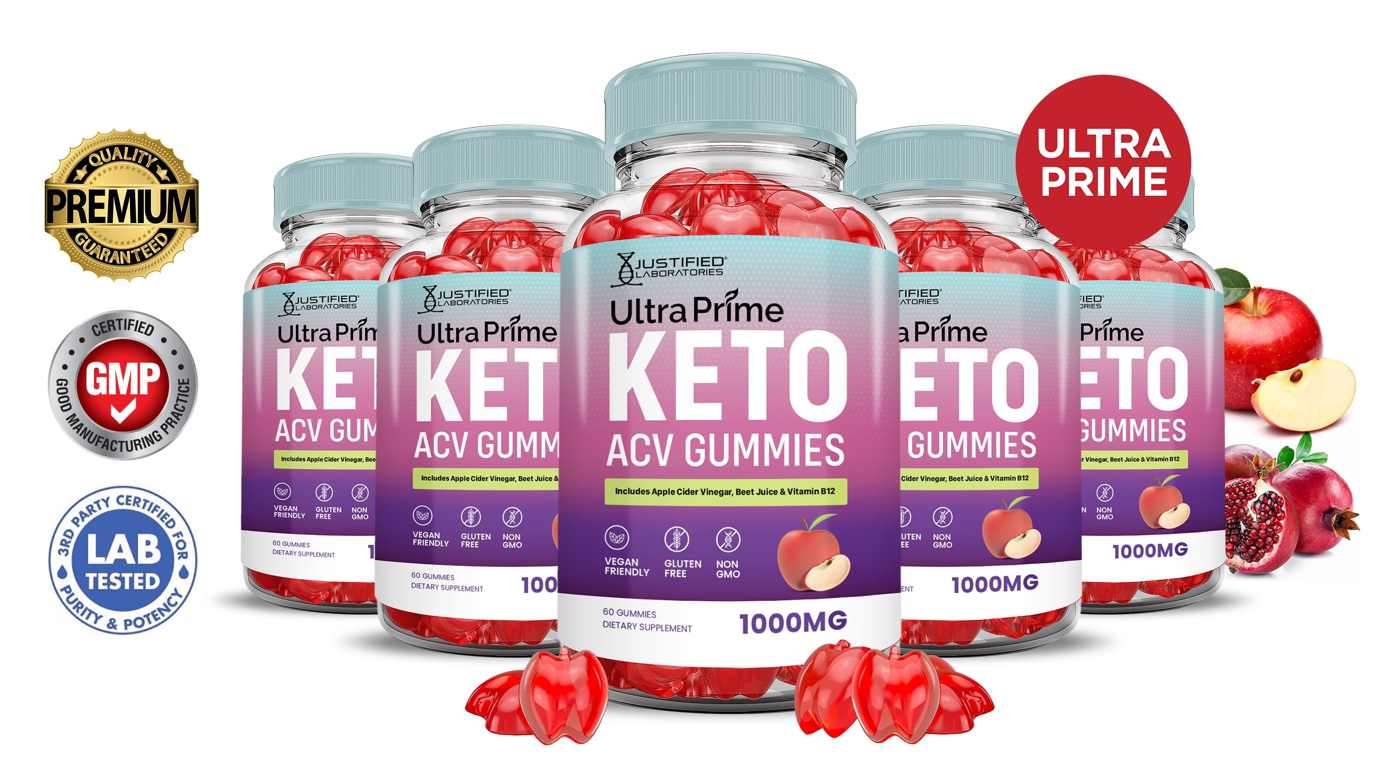(5 Pack) Ultra Prime Keto ACV Gummies 1000MG Dietary Supplement 300 ...