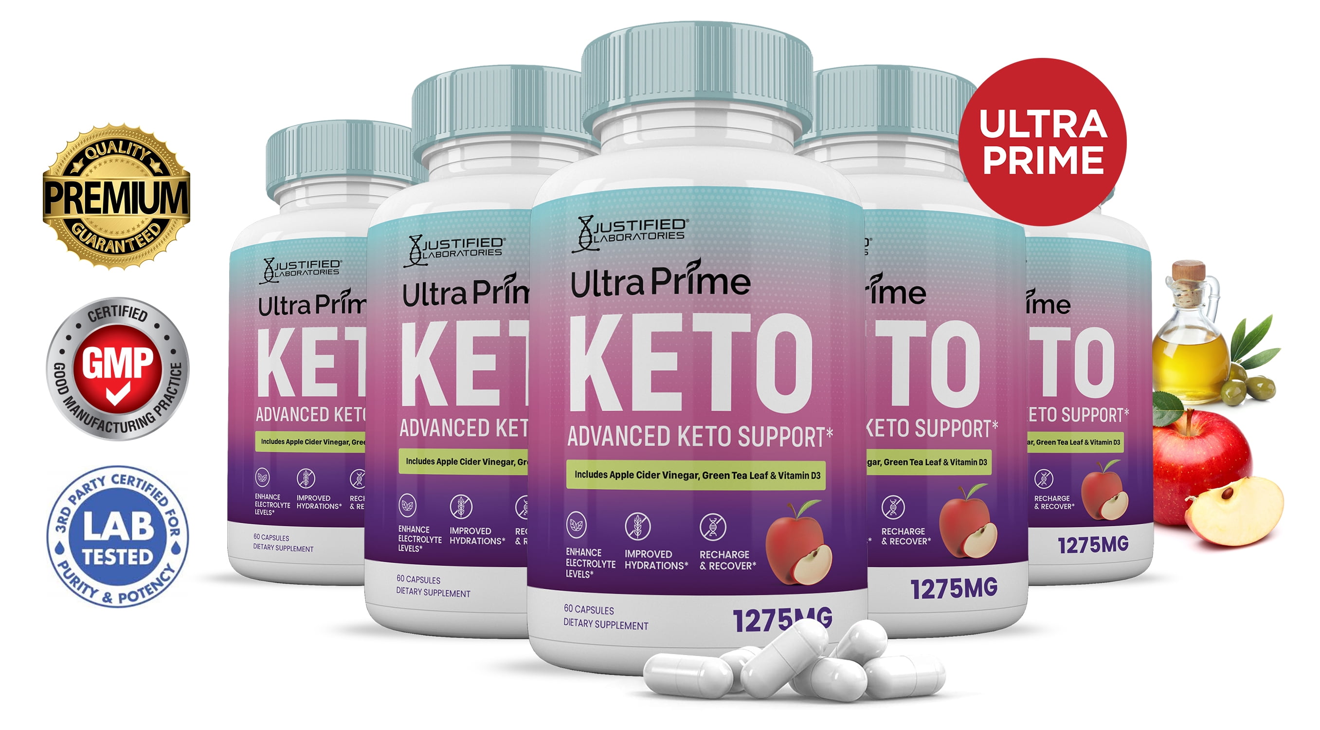 (5 Pack) Ultra Prime Keto ACV Pills 1275mg Alternative to Gummies ...