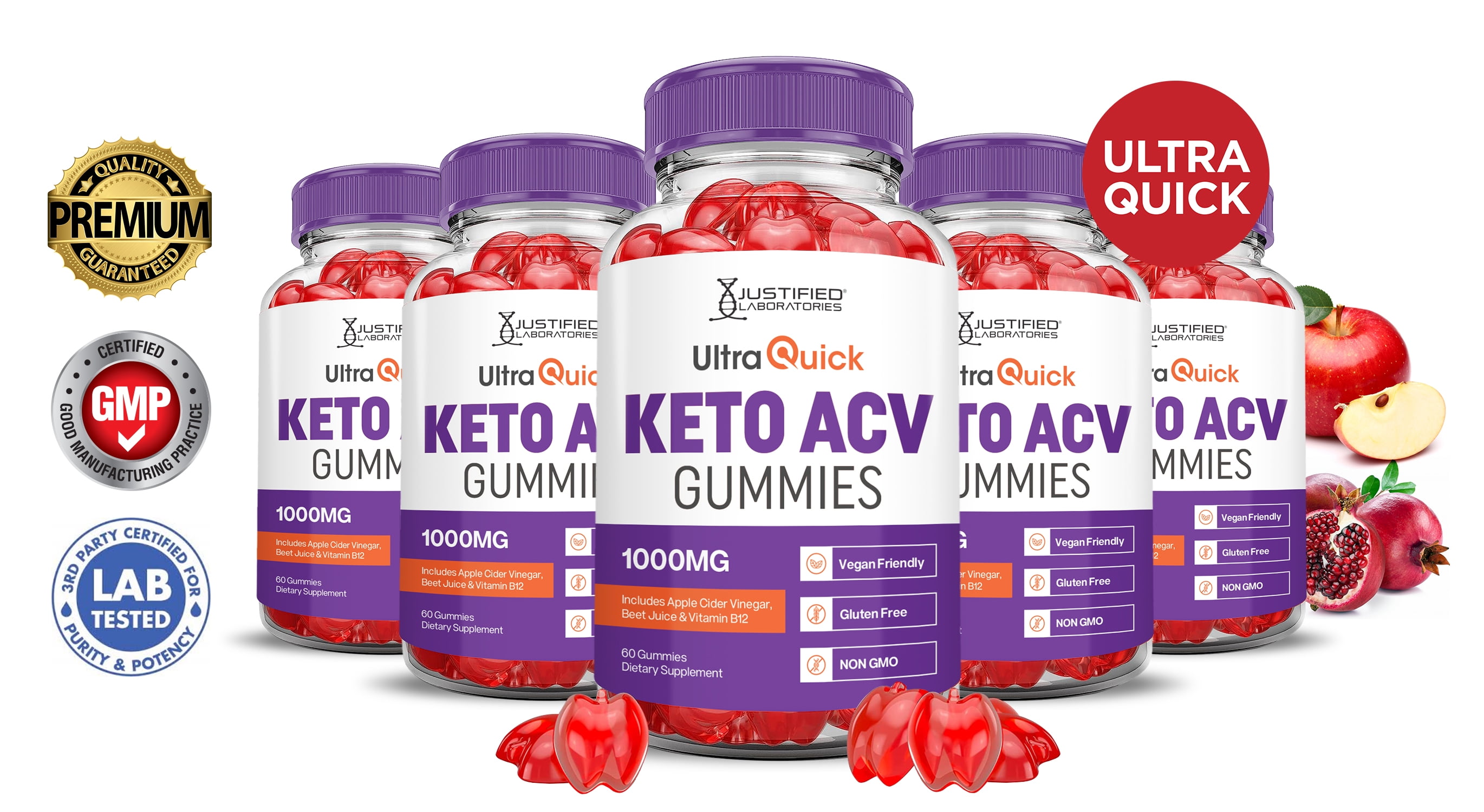 (5 Pack) Ultra Quick Keto ACV Gummies 1000MG Dietary Supplement 300 ...