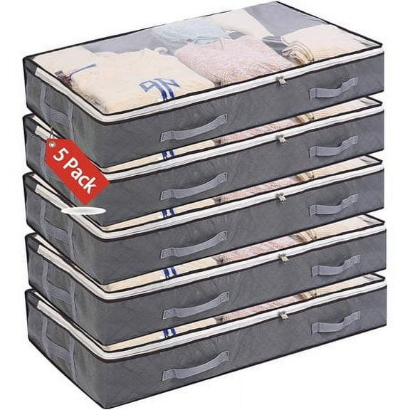 geerera Underbed Storage Bags, Large Capacity Fabric Organizers with ...