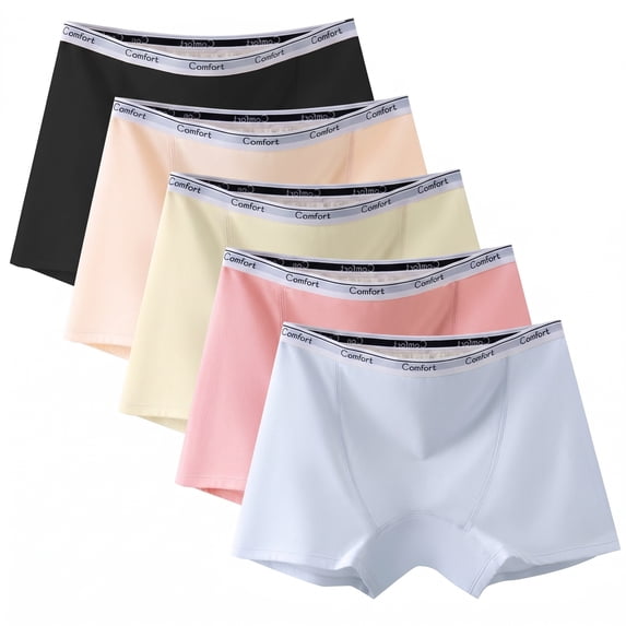 5 Pack Underwear for Women Solid Color Boyshort Briefs with Comfort ...
