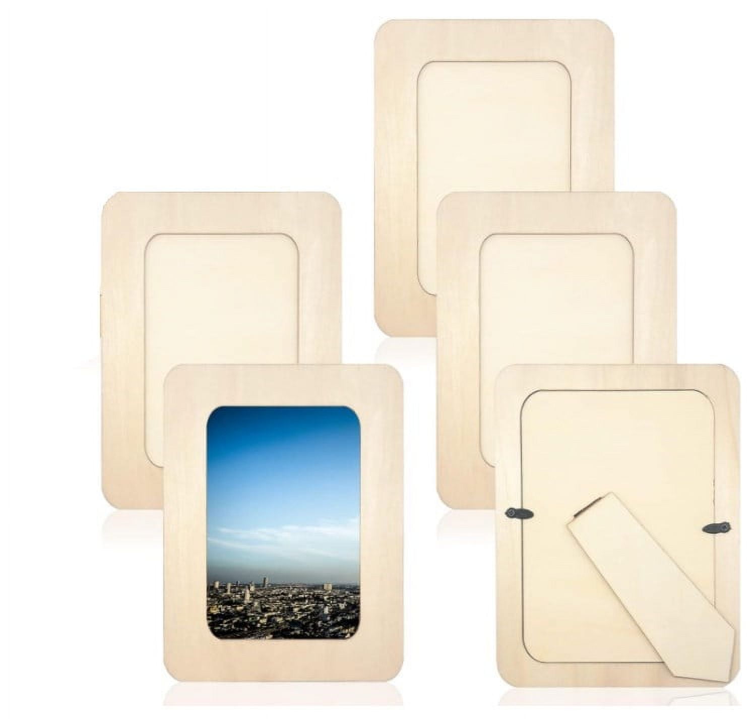 5 Pack Unfinished Wooden Picture Frames,Beige Frames for 4" x 6" Photos ...