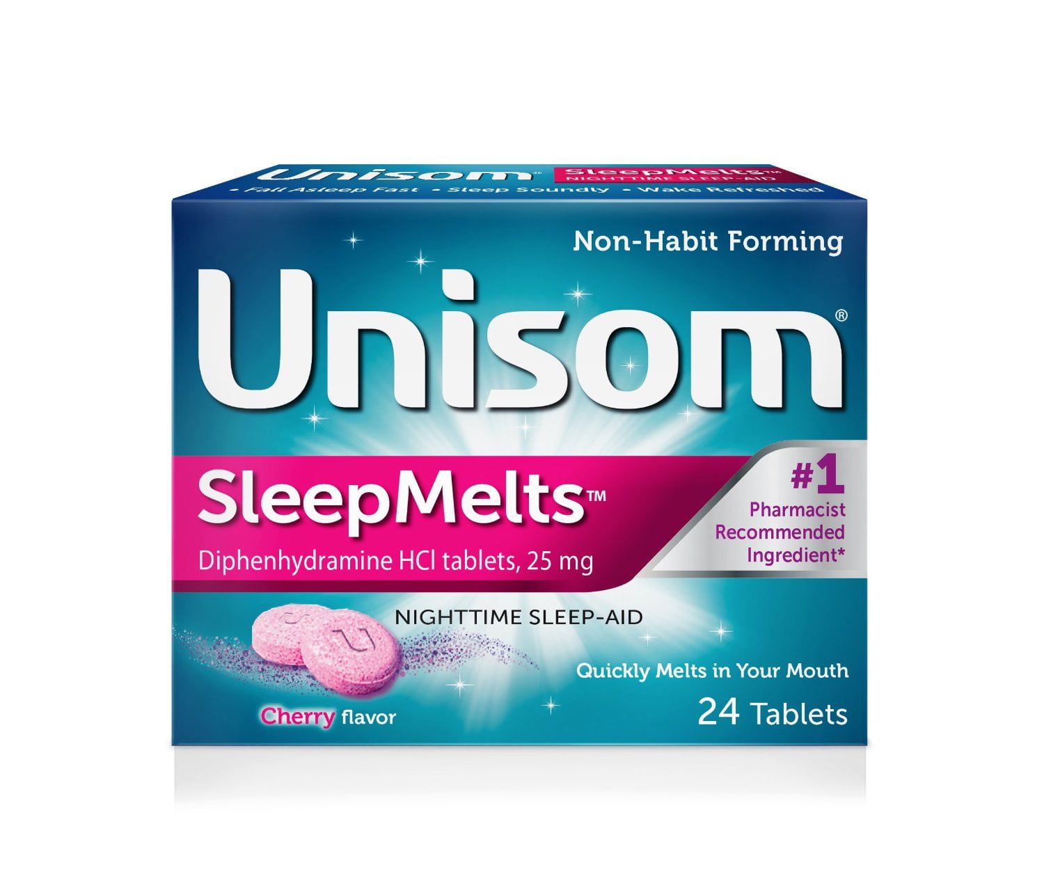 Unisom QuickMelts NightTime Sleep Aid, Non-Habit Forming Cherry Flavor ...