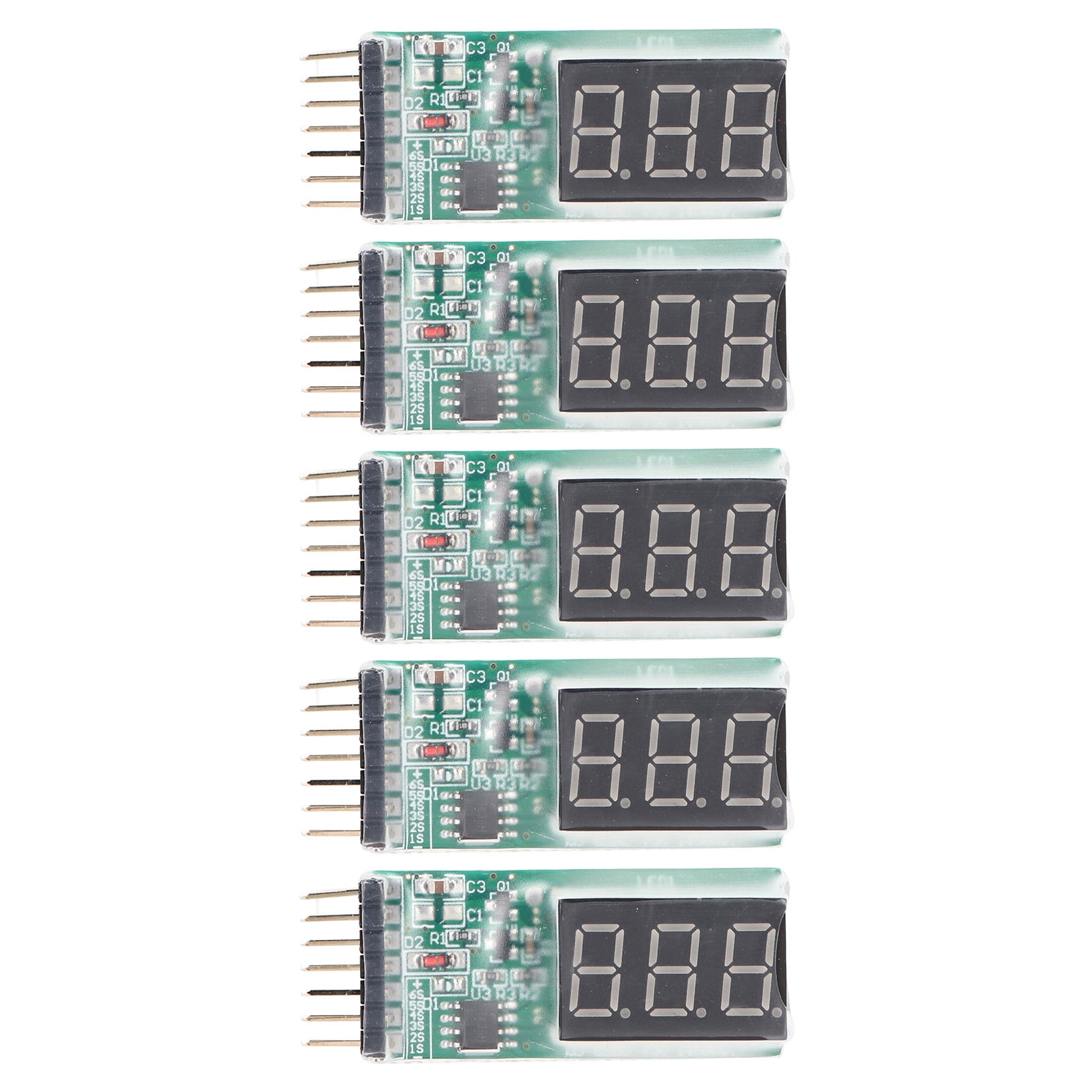 5-Pack Universal Battery Voltage Meter, Tester & Monitor for 2-6S ...