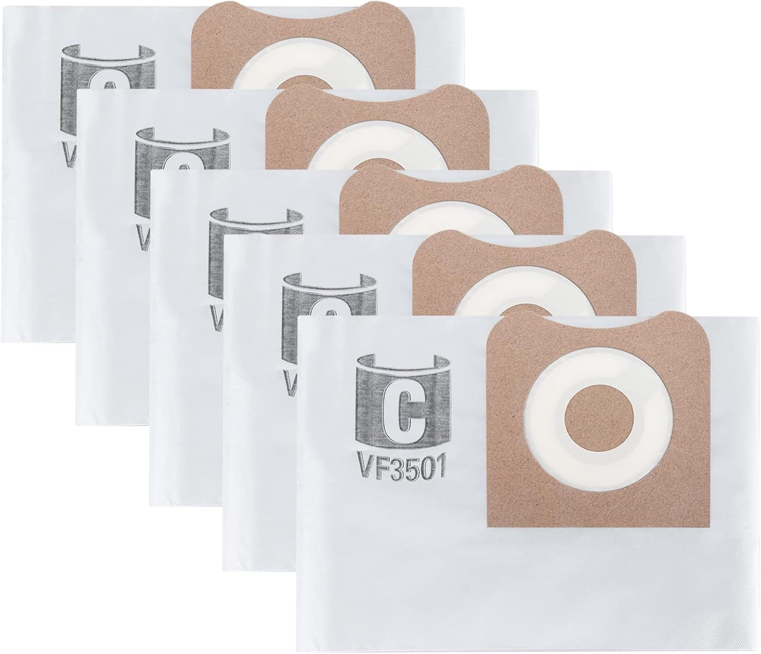 5 Pack VF3501 Filter Bags, Compatible with Ridgid 3 to 4.5 Gallon Dust ...