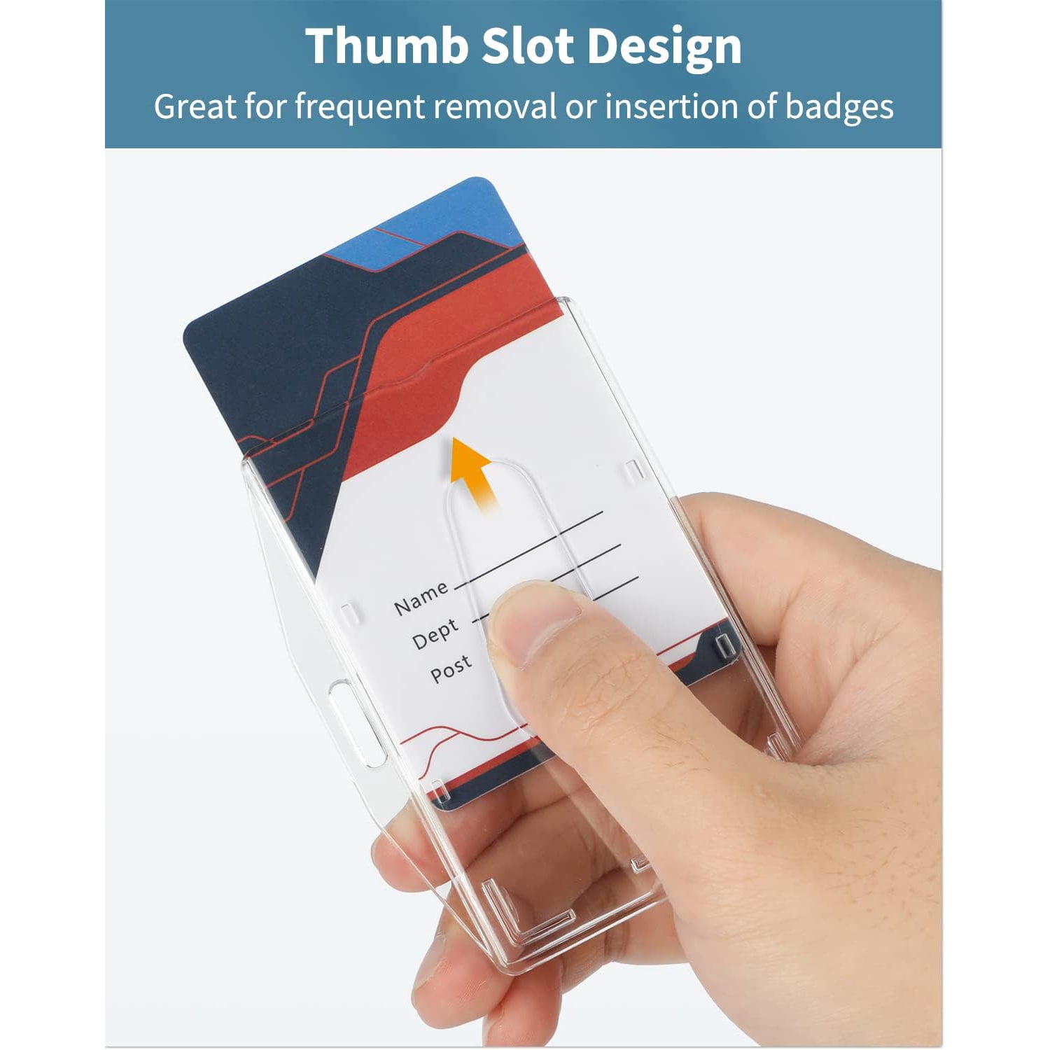 5 Pack Vertical and Horizontal 1-Card Badge Holder with Thumb Slot Single Card Hard Transparent ...
