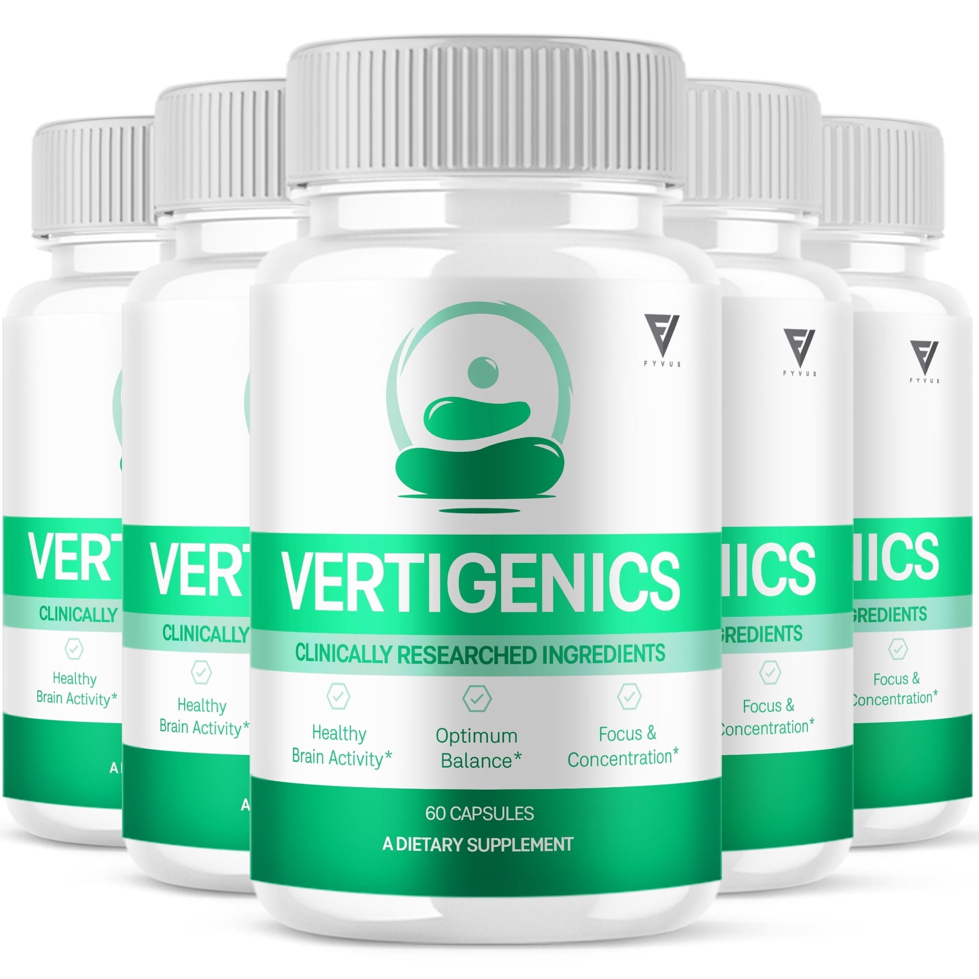 (5 Pack) Vertigenics Brain and Nootropic Supplement Vertigenix (300 ...