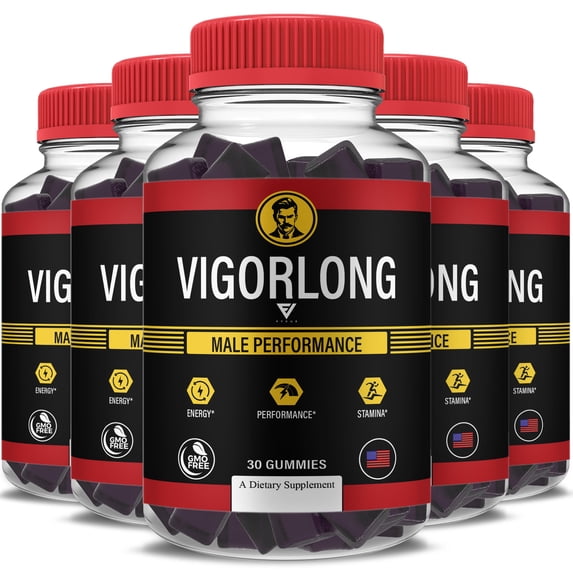 (5 Pack) VigorLong Performance Gummies, Vigor Long Max Support (5 Month ...