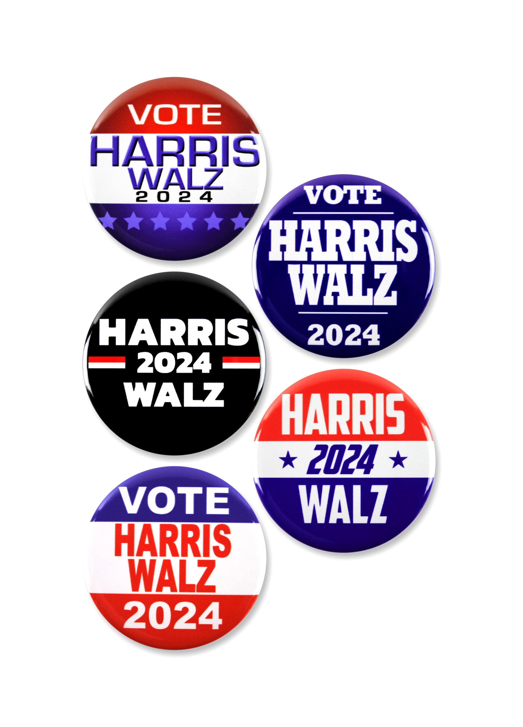 5 Pack - Vote Kamala Harris Tim Walz 2024 Democrat Presidential ...