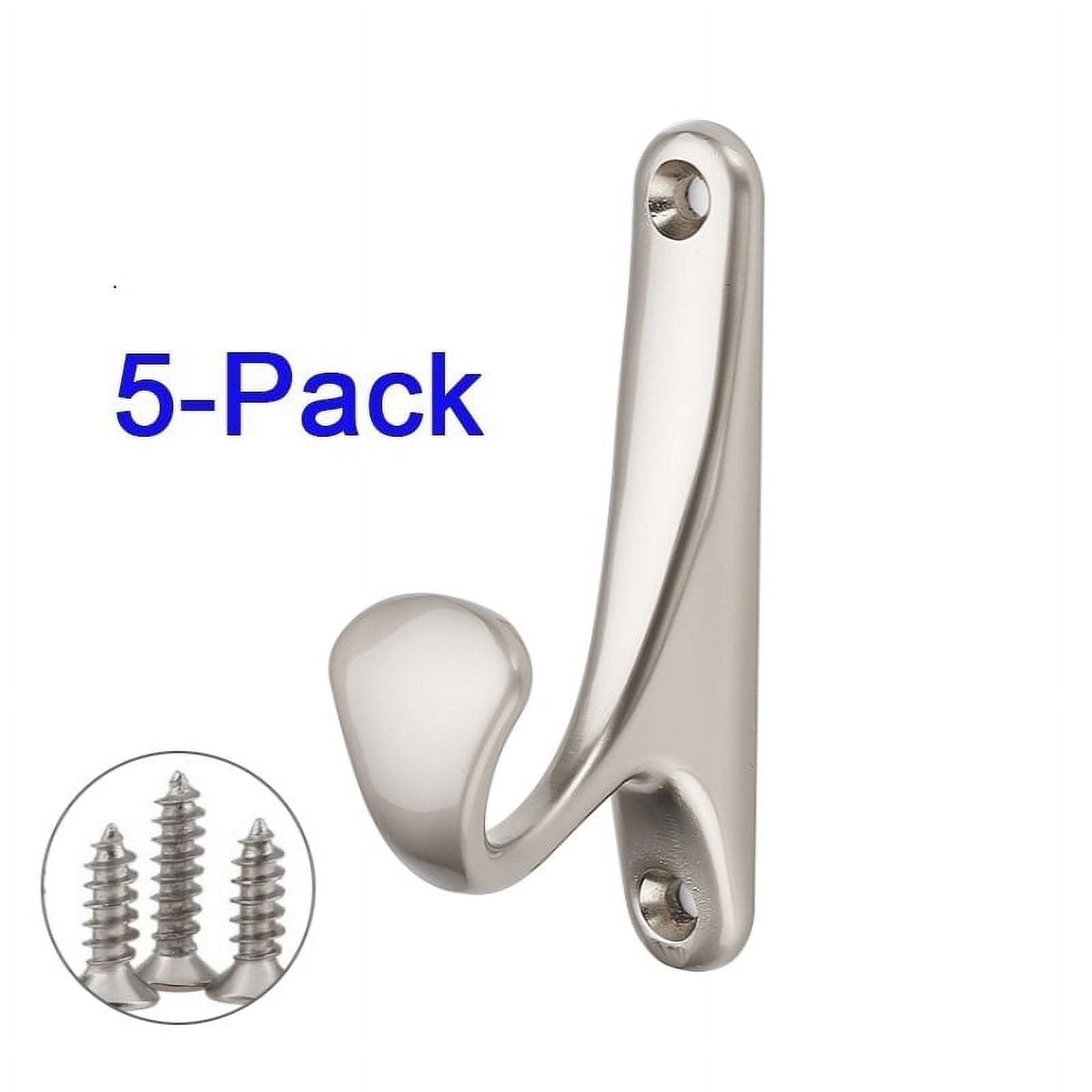 5 Pack Wall Mounted Coat Hook Robe Holder Cloth Key Hanger (Silver ...