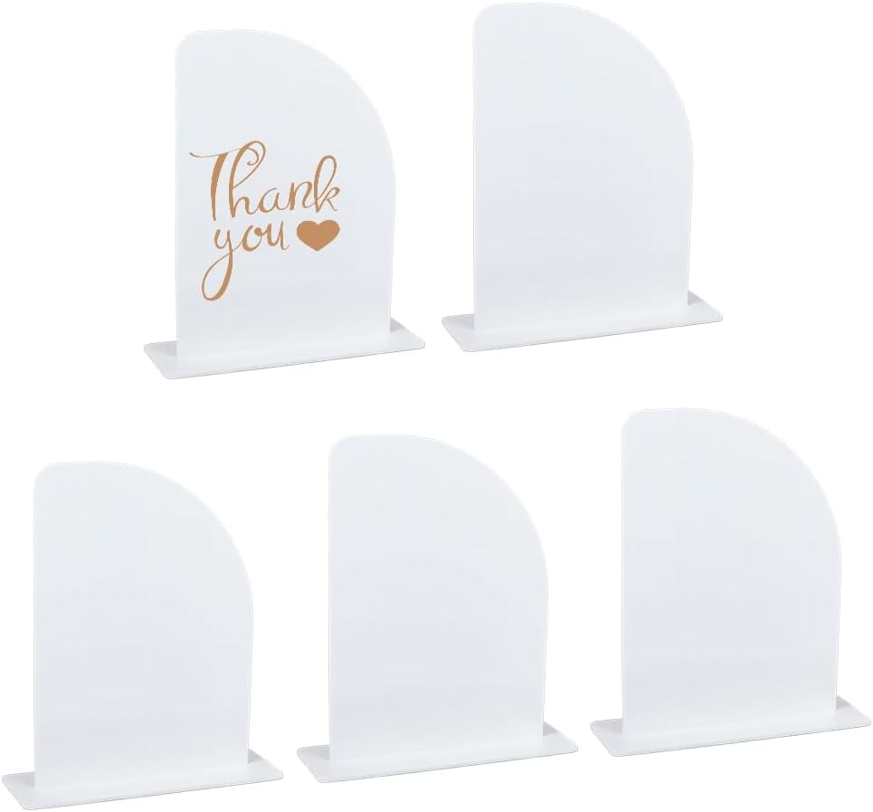 5 Pack White Acrylic Half Arch Sign with Stand Half Arch Acrylic Blank ...