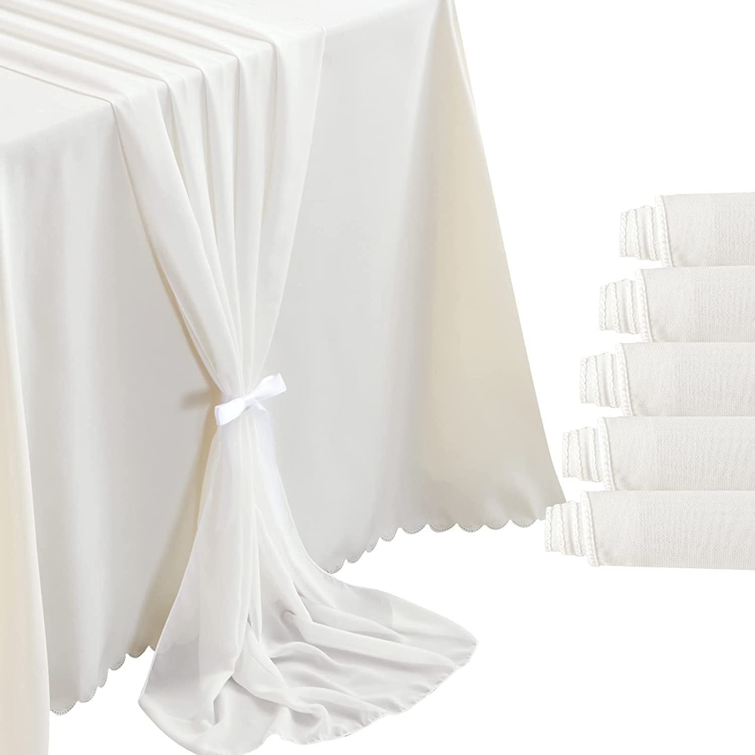 5 Pack White Chiffon Table Runner 10Ft Wedding Table Runner 29x120 ...