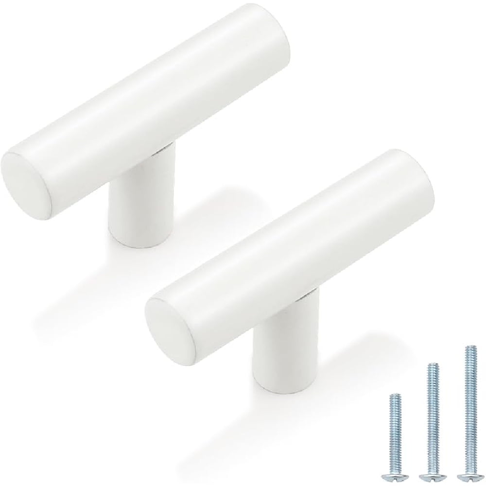 5 Pack| White Kitchen Cabinet Pulls 3 Inch Euro Style T Bar Handles ...