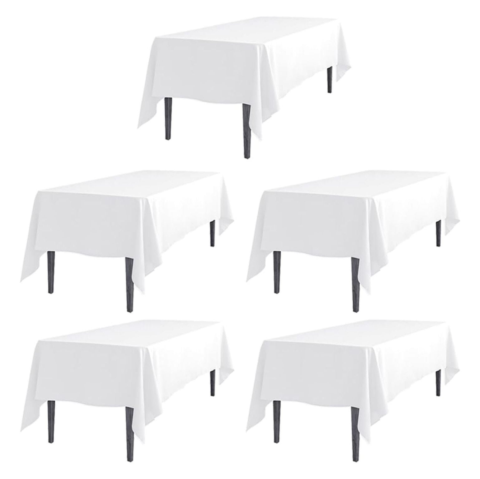 5 Pack White Rectangular Tablecloths 70 x 120 Inch for 6 or 8 Feet ...
