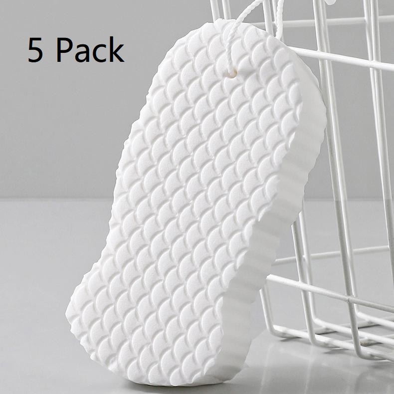 5 Pack White Super Soft Exfoliating Bath Sponges, Ultra Soft Shower ...