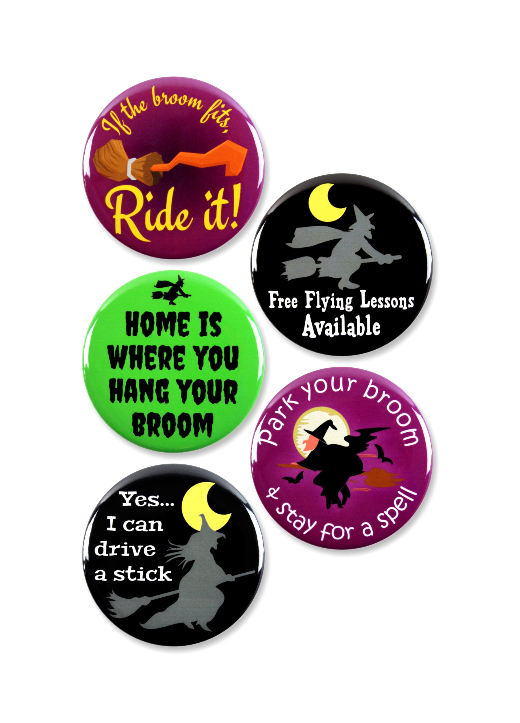 5 Pack - Wicked Awesome Witches Halloween Pinback Buttons - 2.25 Inch ...