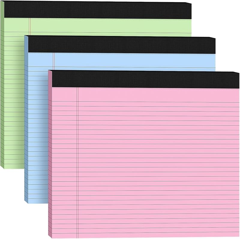 5 Pack Wide Legal Pads 11" x 9.5" Landscape White Pink Purple Blue ...