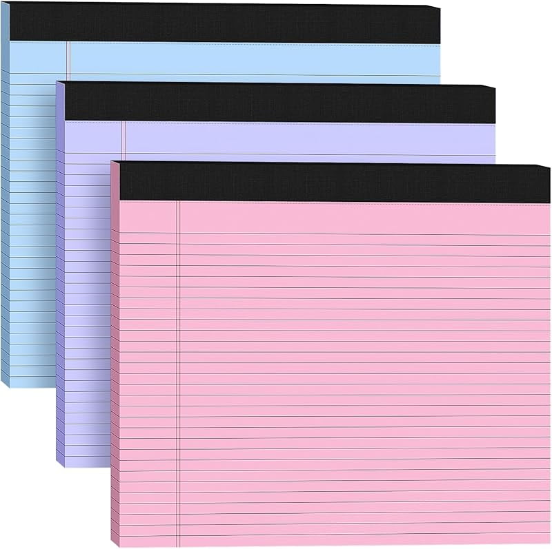 5 Pack Wide Legal Pads 11" x 9.5" Landscape White Pink Purple Blue ...