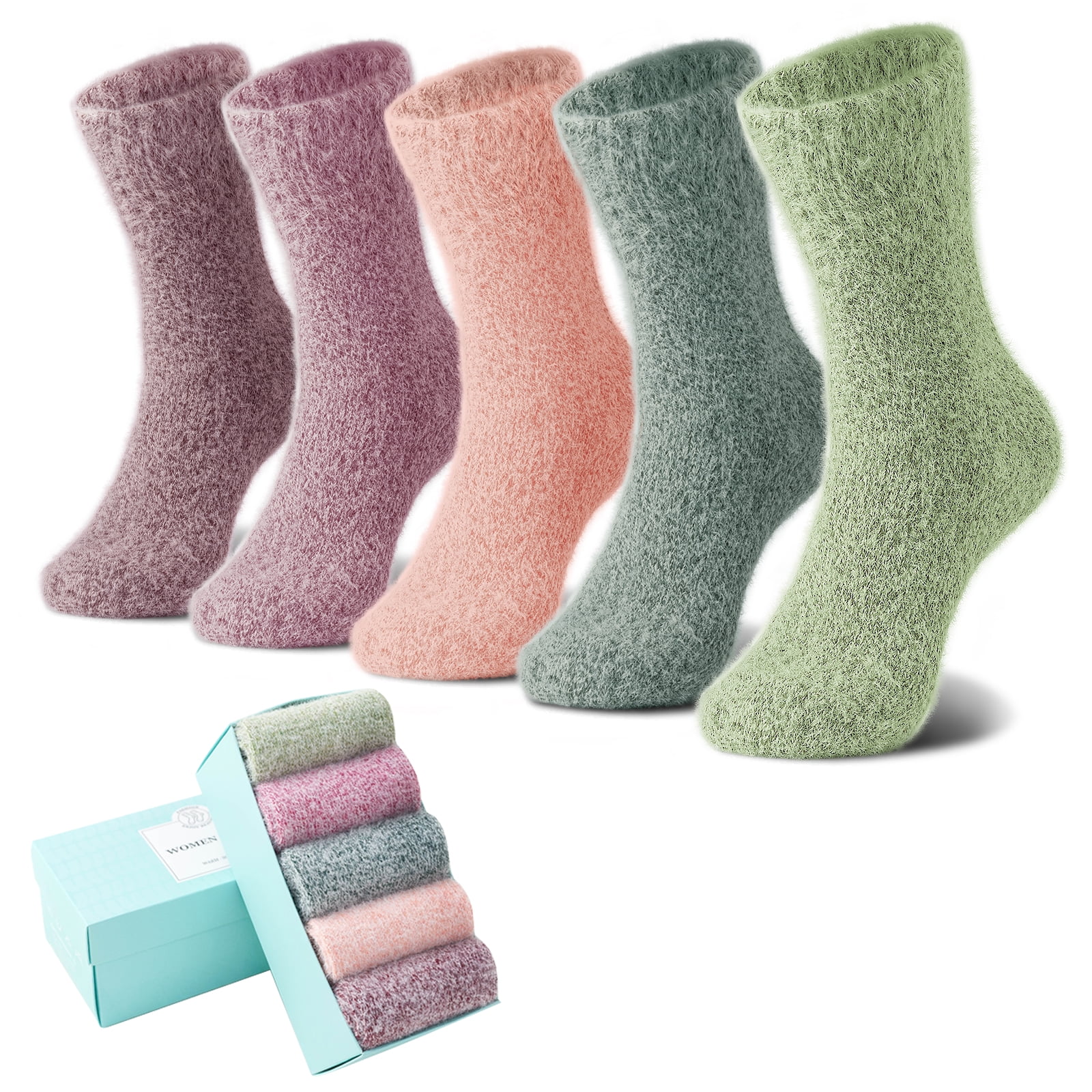 SISOSOCK Women's Winter Fuzzy Socks, Thick Warm Wool, Cozy Plush Gift ...
