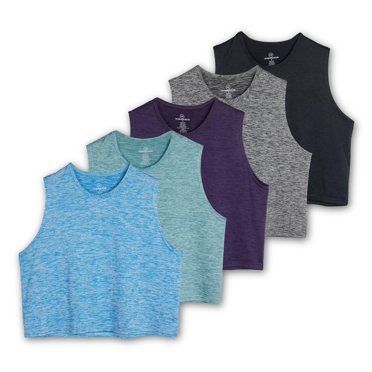 5-Pack: Women's Dry Fit Crop Summer Tank Top - Gym Yoga Workout Sports ...