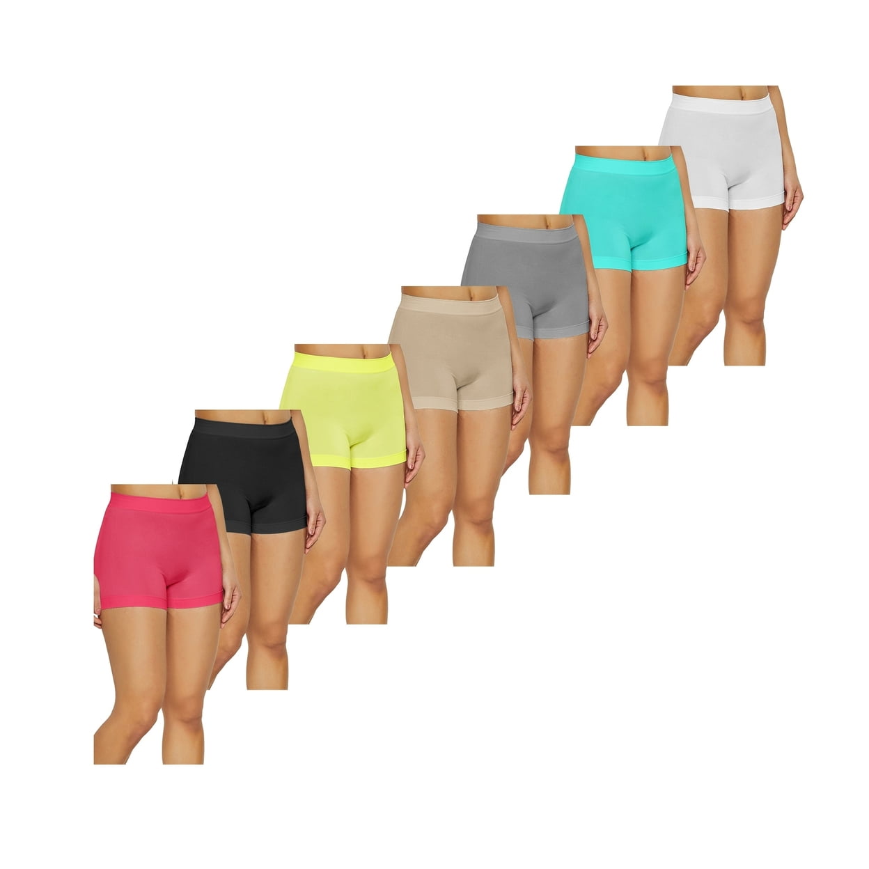 5-Pack Women's High Waisted Biker Bottom Shorts - Yoga Gym Running ...