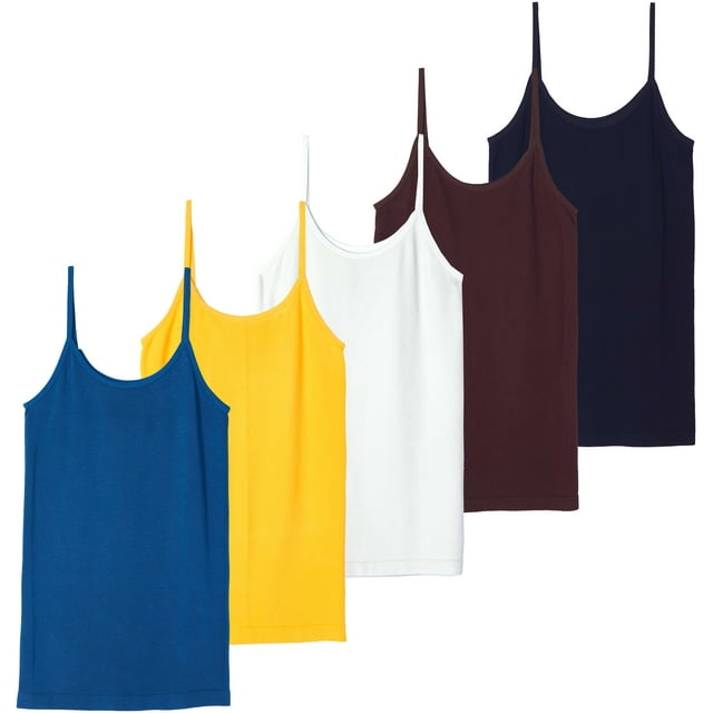 5 Pack: Women's Ribbed Spaghetti Strap Camisole Seamless Tank Top ...