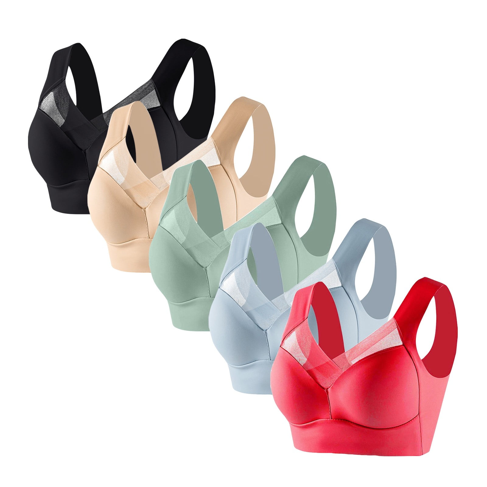 5 Pack Women's Seamless Wireless Bra Push Up Comfort Bralettes Soft No ...