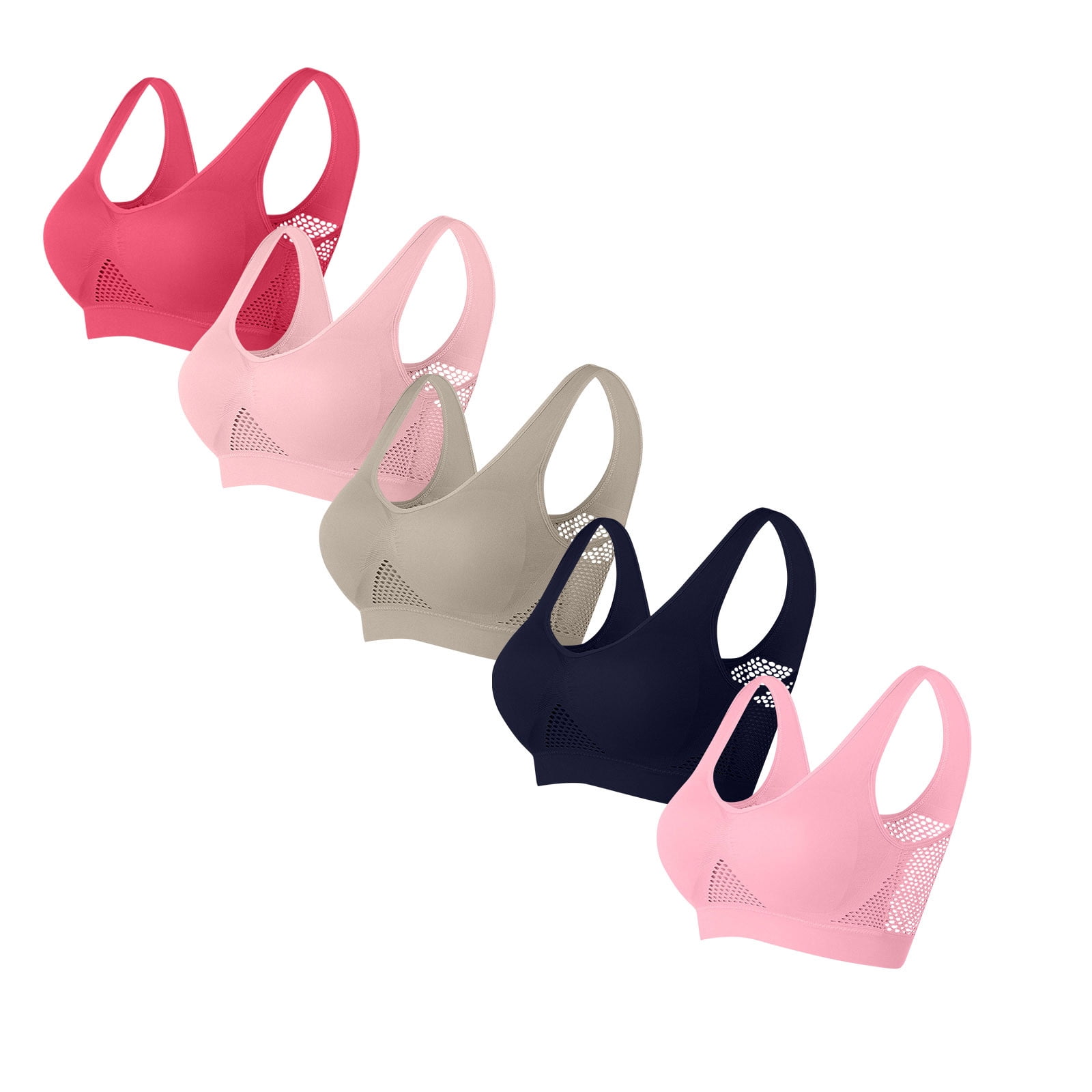 5-Pack Women's Solid Color Soft Cup Everyday Bras, Wirefree Comfort Fit ...