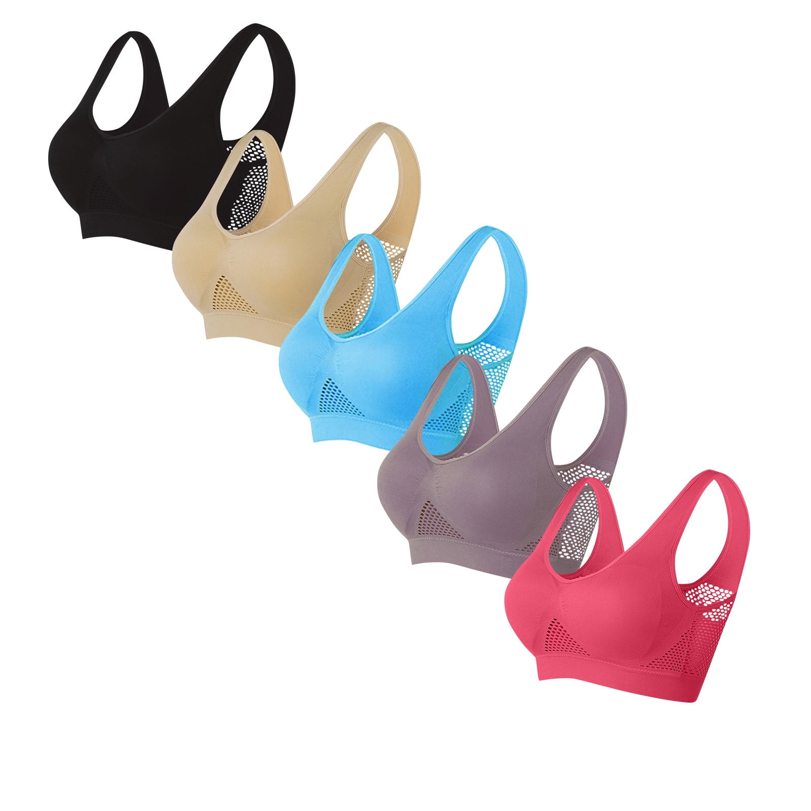 5-Pack Women's Solid Color Soft Cup Everyday Bras, Wirefree Comfort Fit ...