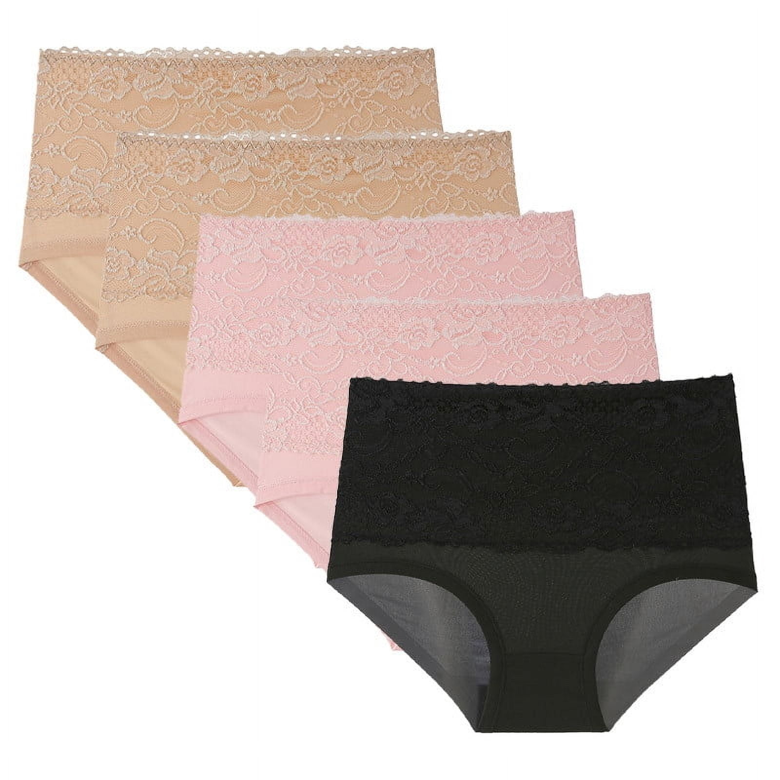 5 Pack Womens Briefs Tummy Control High Waist Underwear Soft Breathable ...