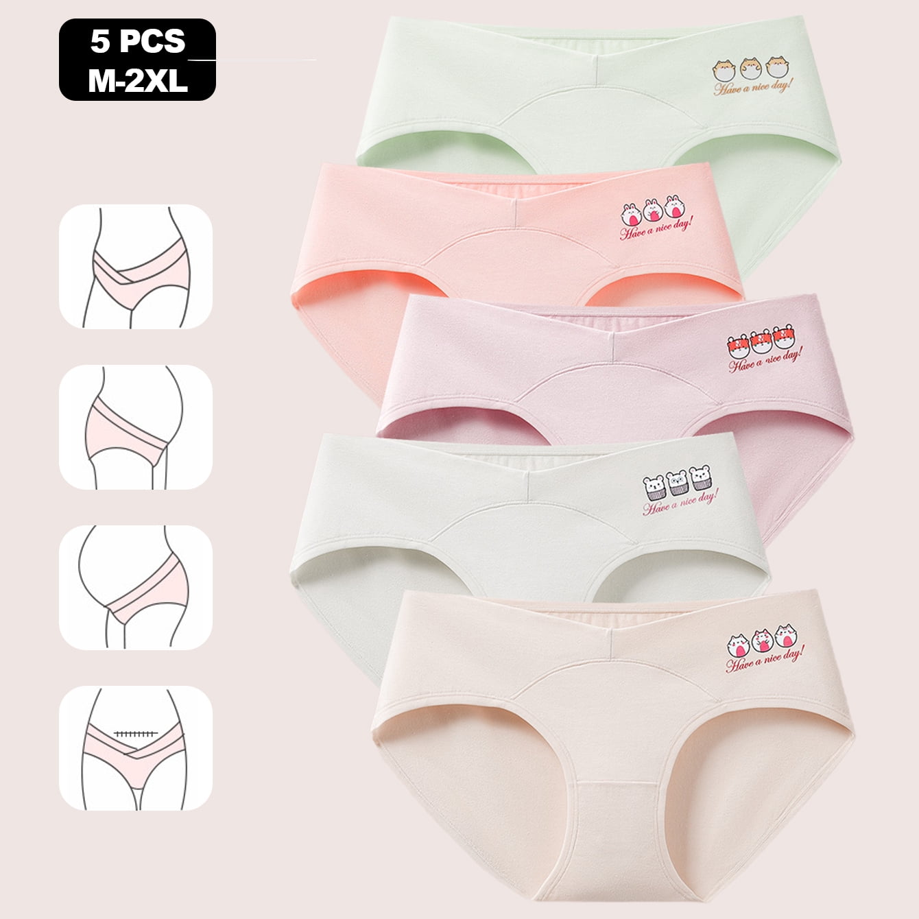 5 Pack Womens Cotton Maternity Underwear,Healthy Maternity Pregnancy ...