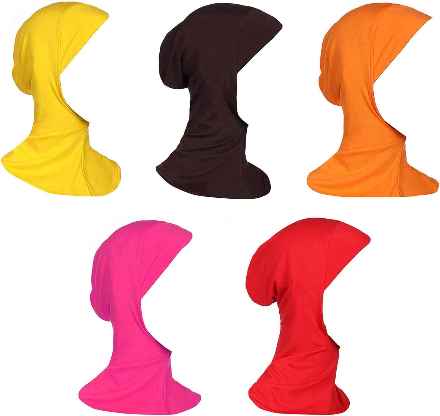 5 Pack Womens Muslim Mini Hijab Caps Solid Color Modal Islamic Neck ...