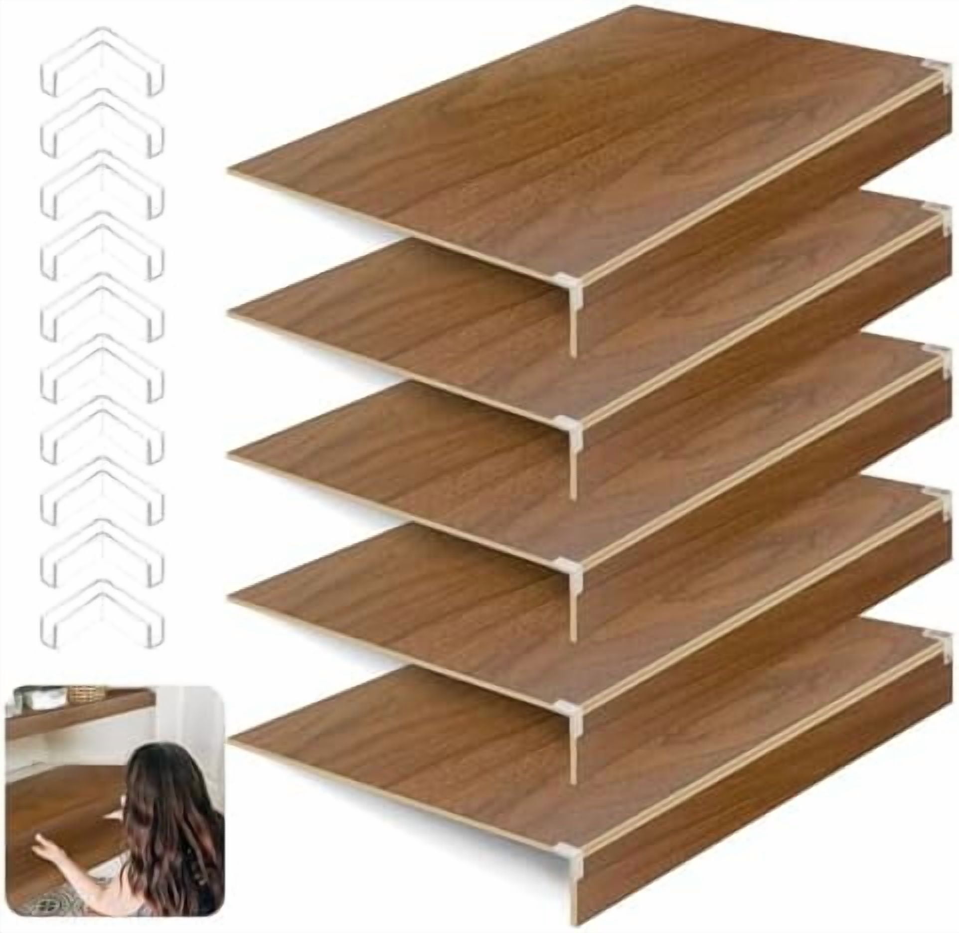 5 Pack Wooden Wire Rack Cover 24 * 12IN Shelf Covers with Back Felt ...