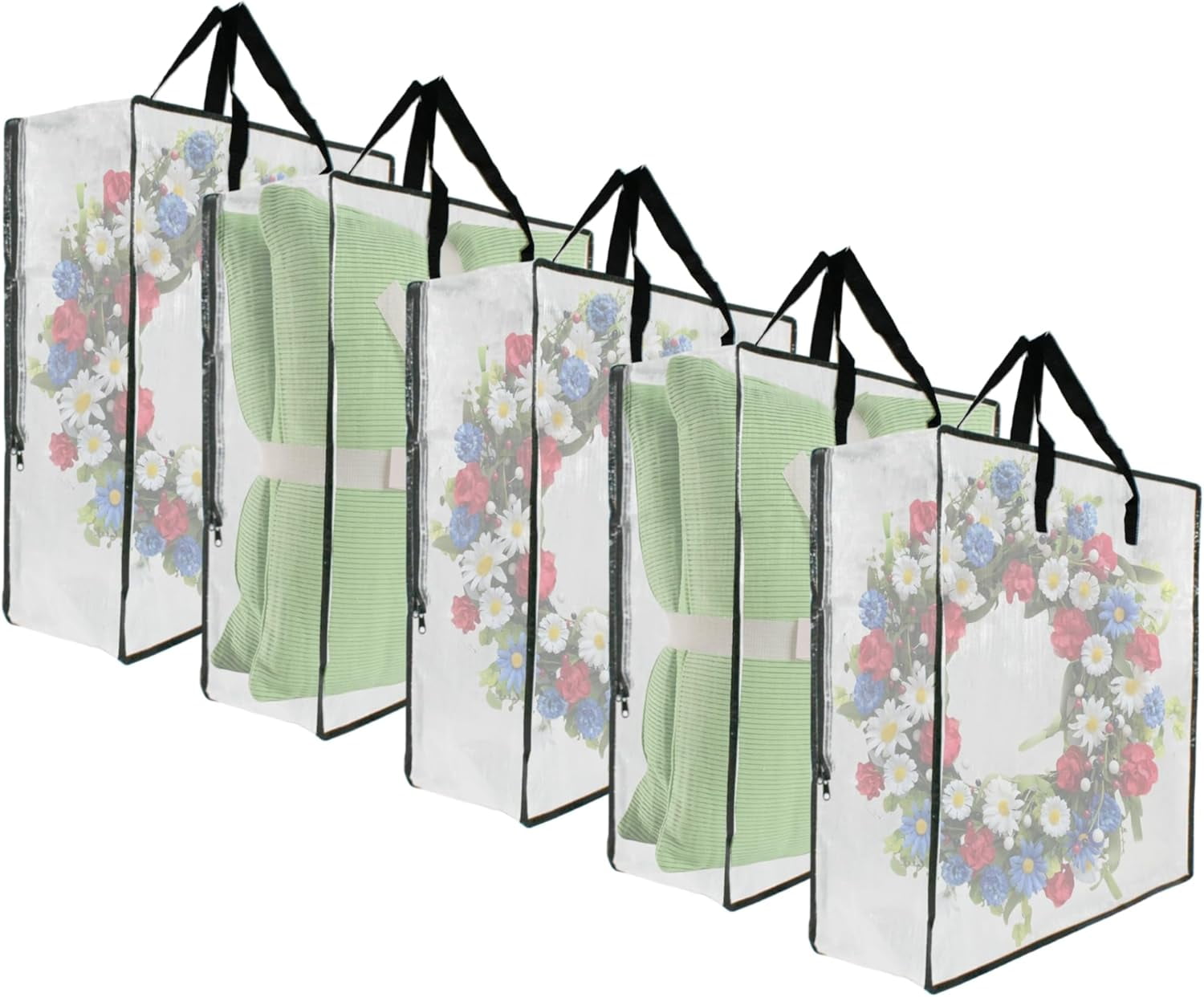 5 Pack Wreath Storage Bag, 26 IN Moving Bags, Clear Storage Bags with ...