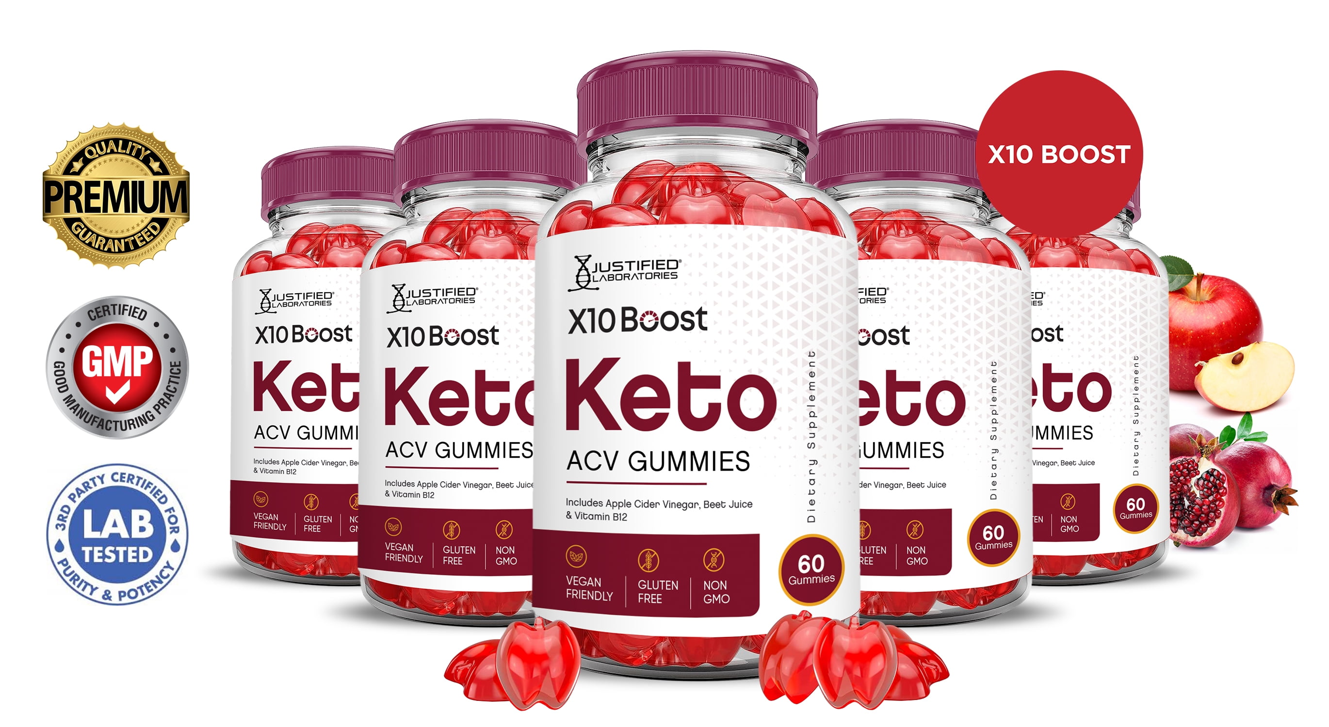 (5 Pack) X10 Boost Keto ACV Gummies 1000MG Dietary Supplement 300 ...