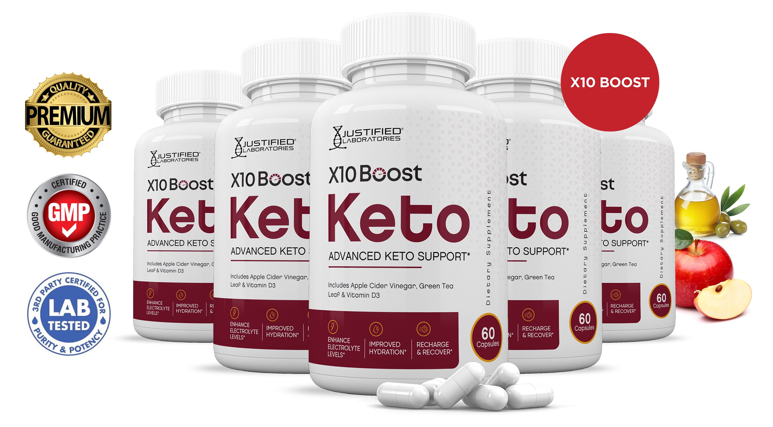 (5 Pack) X10 Boost Keto ACV Pills 1275mg Alternative to Gummies Dietary ...