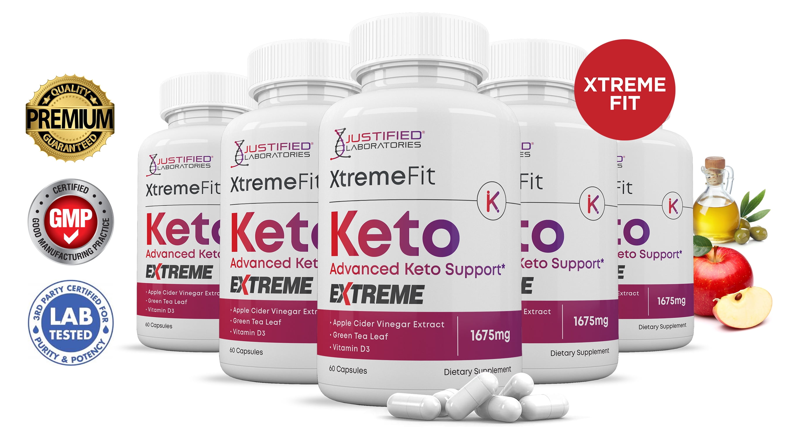 (5 Pack) Xtreme Fit Keto ACV Extreme Pills 1675mg Alternative to ...