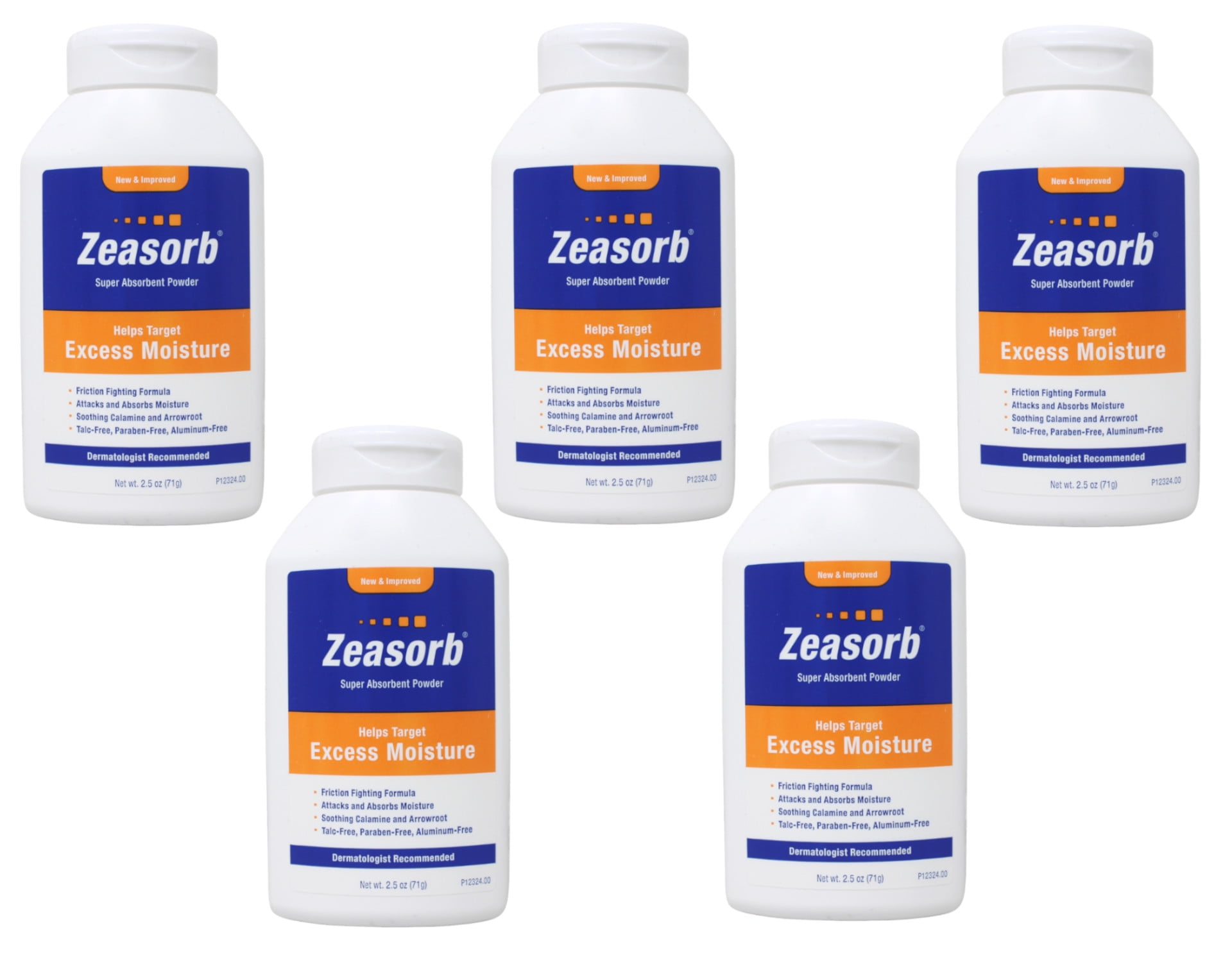 5 Pack Zeasorb Prevention Super Absorbent Powder Foot Care 2.5-Ounce ...