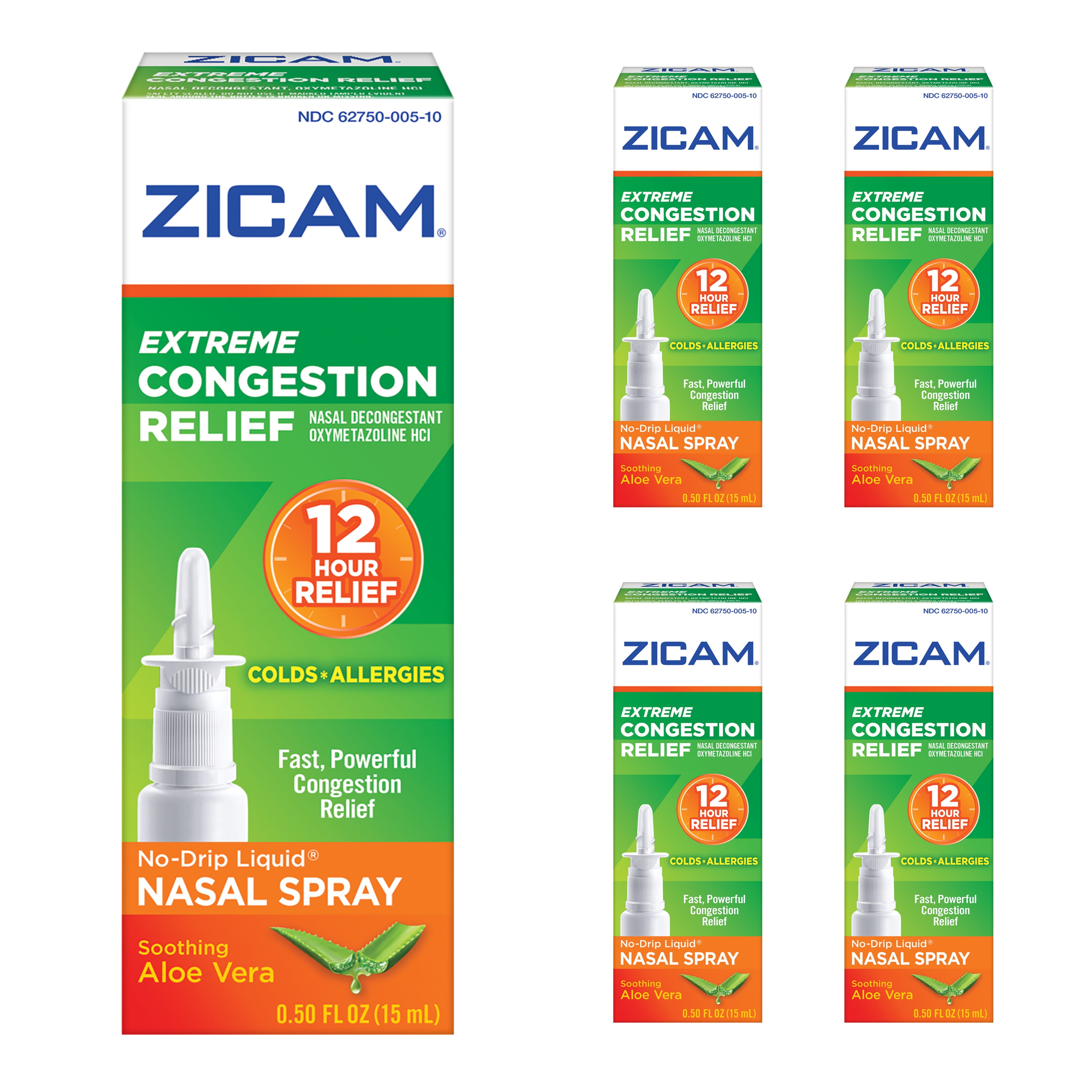 Zicam Extreme Congestion Relief Nasal Spray, 5 Pack, 0.50oz Each, No ...