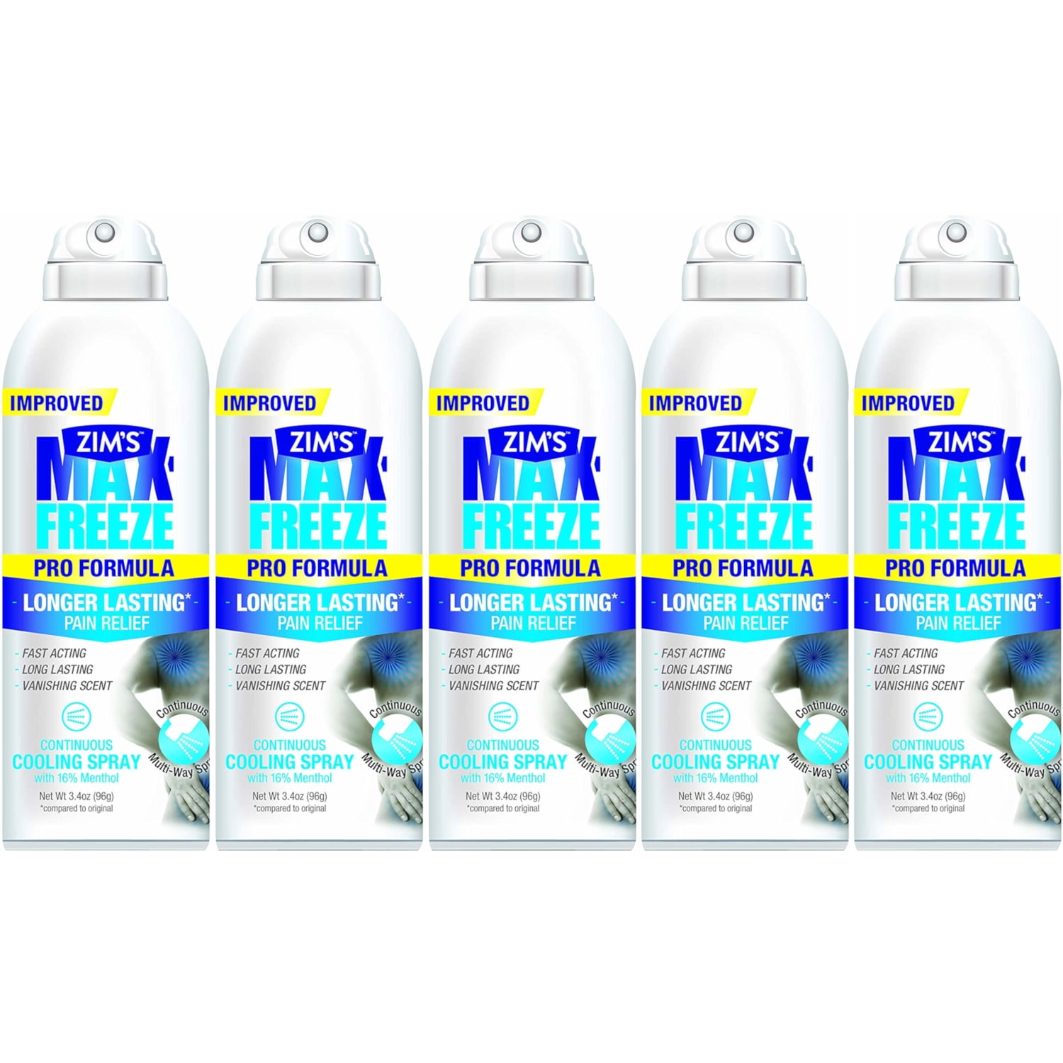 Zims 5 Pack Max-Freeze Topical Analgesic Liquid Spray for Muscle, Joint ...