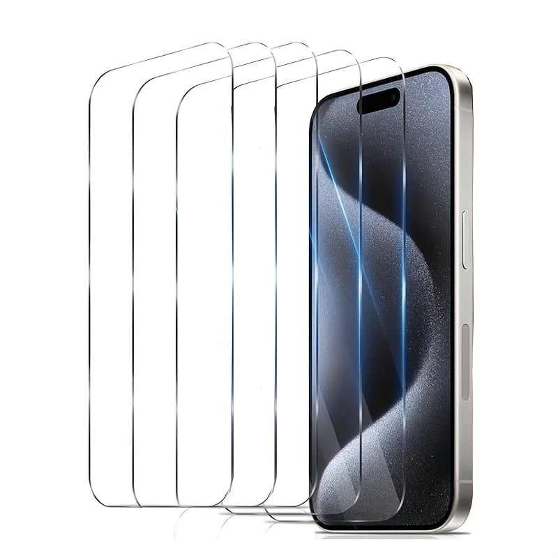 5-Pack iPhone Tempered Glass Screen Protectors - Bubble-Free, Scratch ...