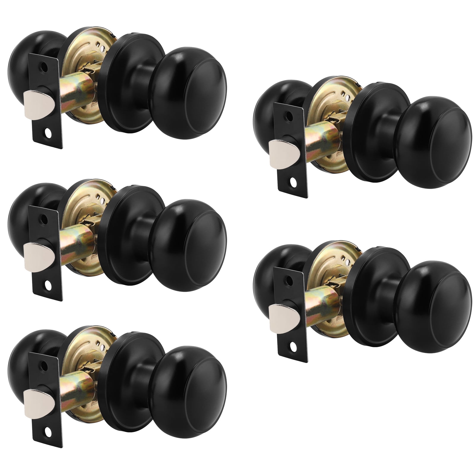 (5 Pack) knobelite Round Passage Door Knob(Non-Locking Knobs), Keyless Doorknobs Interior ...