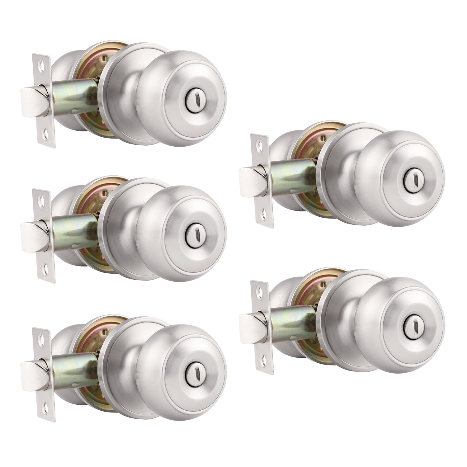 (5 Pack) knobelite Round Privacy Door Knob(Thumb Turn Lock on The ...
