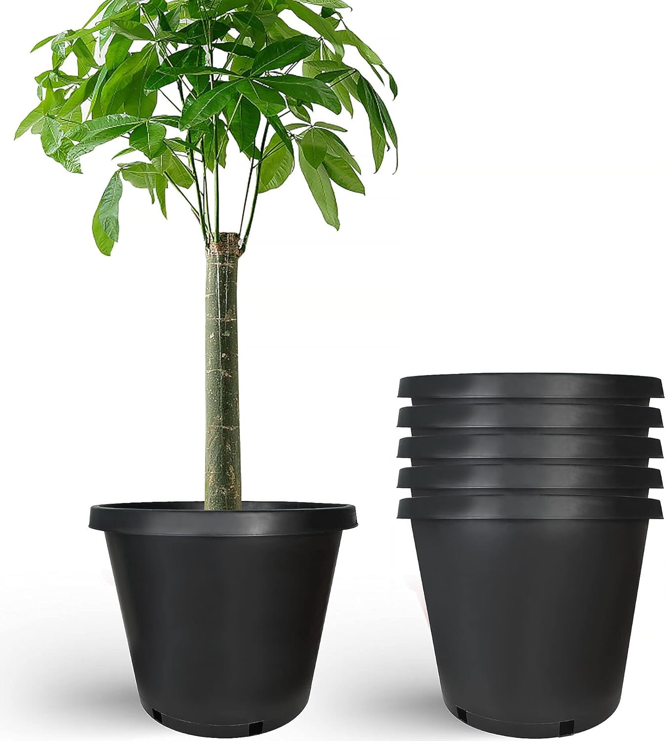 5-Pack of 12.7 Gallon Injection Molded Plastic Nursery Pots for Plants ...